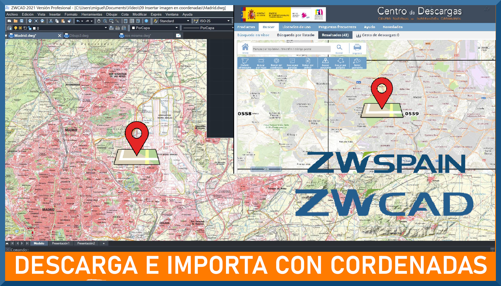 Como descargar e importar imágenes con coordenadas a ZWCAD para ...